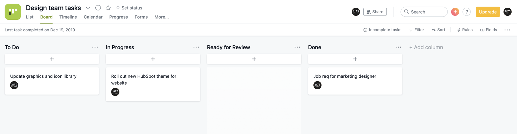Using the free version of Asana for task management
